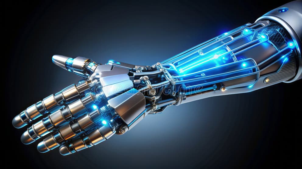 Futuristic Robotic Prosthetic Arm with Glowing Blue Circuits a Glimpse ...