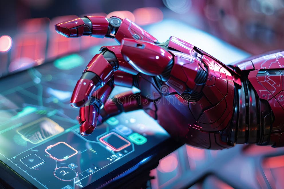 Futuristic Robotic Prosthetic Hand Interacting with Smart Technology on ...