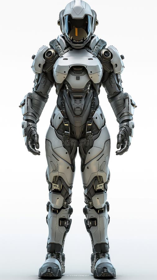 Futuristic Robotic Space Suit with White Background Stock Illustration ...