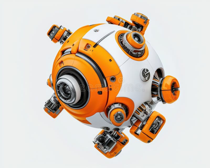Futuristic Robotic Sphere White Isolate Background Stock Illustration ...