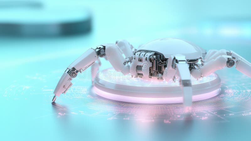 Futuristic Robotic Spider on Glowing Platform, Showcasing Advanced ...