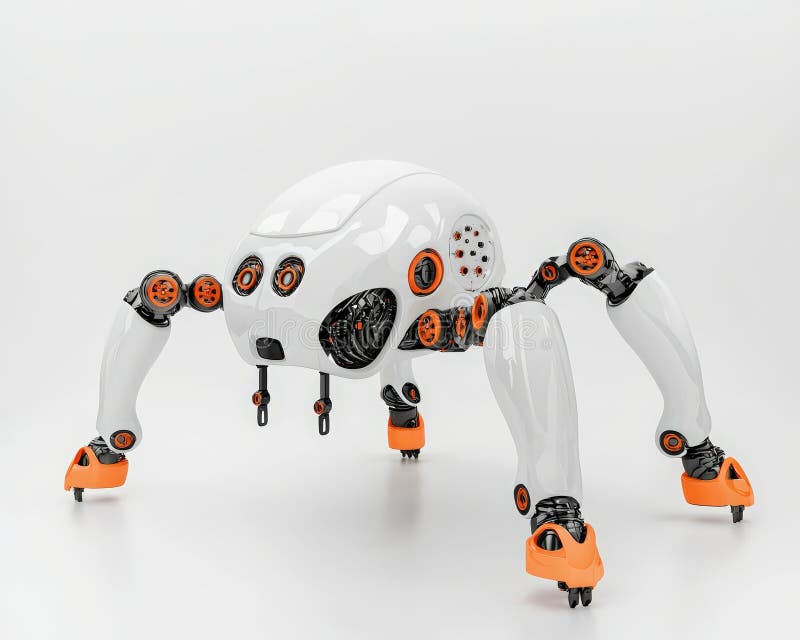 Futuristic Robotic Spider on White Background Stock Illustration ...
