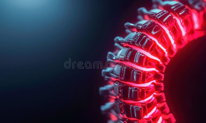 Futuristic Robotic Spine with Red Glowing Lights Stock Illustration ...