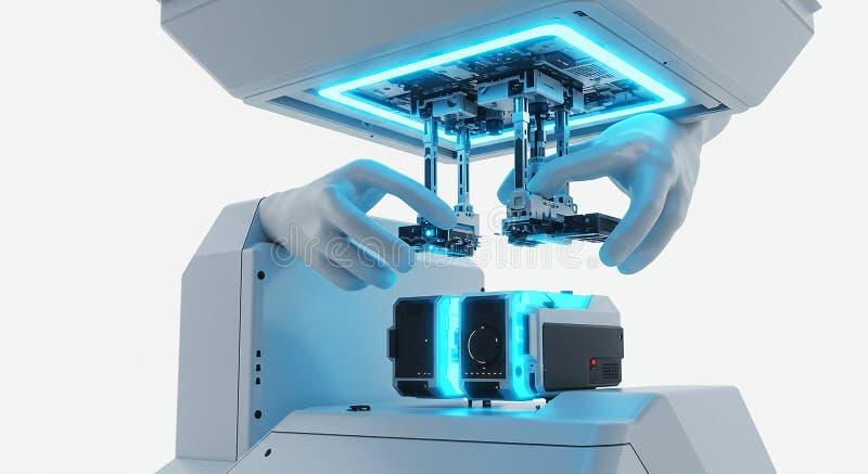 A Futuristic Robotic System Showcases Two Mechanical Hands Performing ...