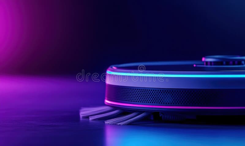 Futuristic Robotic Vacuum Cleaner with LED Design Stock Illustration ...