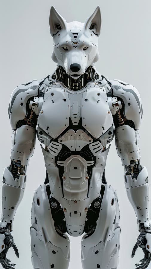 Robotic Wolf Sculpture Metallic Finish Stock Photos - Free & Royalty ...