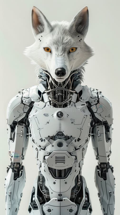 A Futuristic Robotic Wolf Figure Stands Confidently in a Minimalist ...