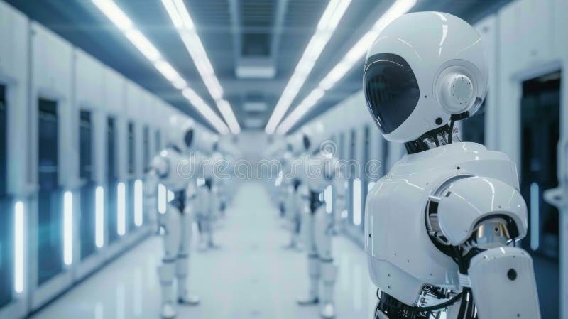 Futuristic Robotics Factory Stock Illustration - Illustration of ...