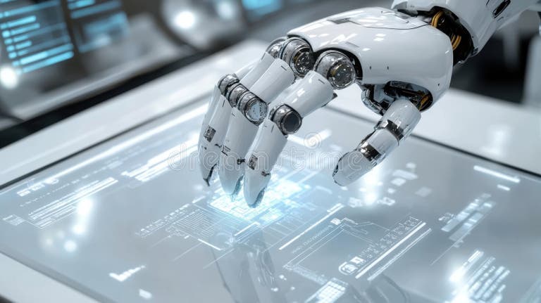 Futuristic Robotics Technology with Advanced Ai in Digital Interface Exploration. Robotics ...