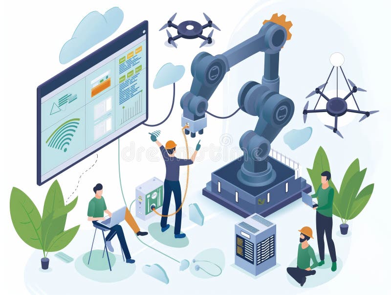 Futuristic Robotics and Technology Collaboration Stock Image - Image of ...