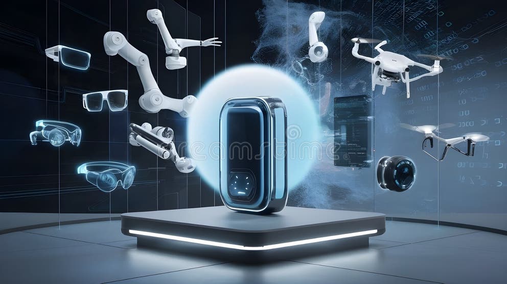 Futuristic Robots Advancing Technology in a High-Tech Lab Stock ...