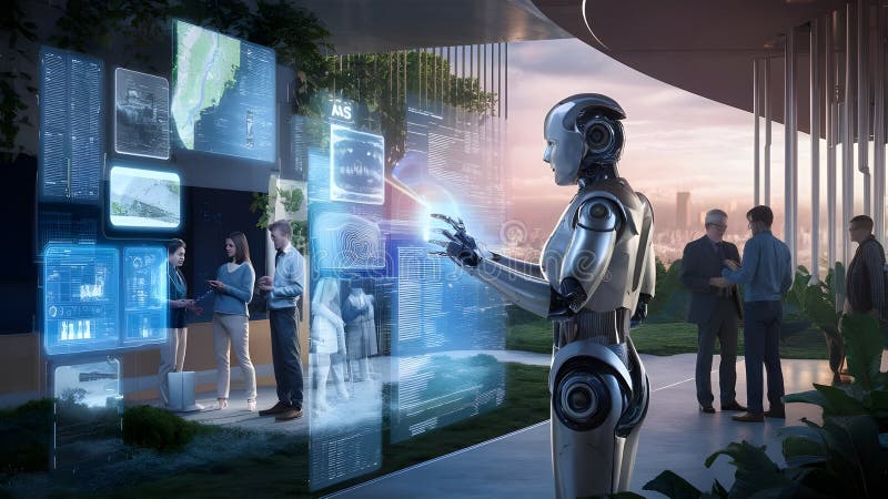 Futuristic Robots Advancing Technology in a High-Tech Lab Stock ...