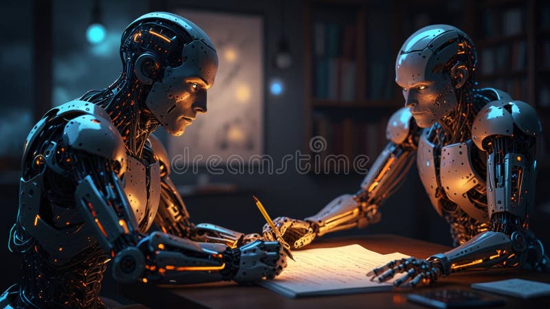 Futuristic Robots Collaborating Stock Illustration - Illustration of ... Futuristic Robots Collaborating Stock Illustration - Illustration of ...