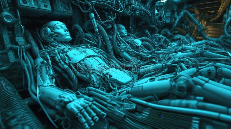 Futuristic Robots Integrated within a Detailed Technological and ...