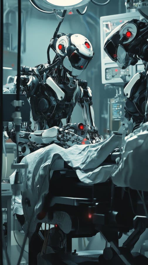 Futuristic Robots Red Eyes High Tech Environment Stock Photos - Free ...