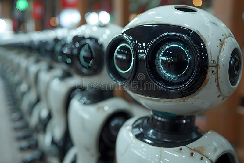 Futuristic Robots in a Production Line - Technology, AI, and Robotics Concept Generative AI ...