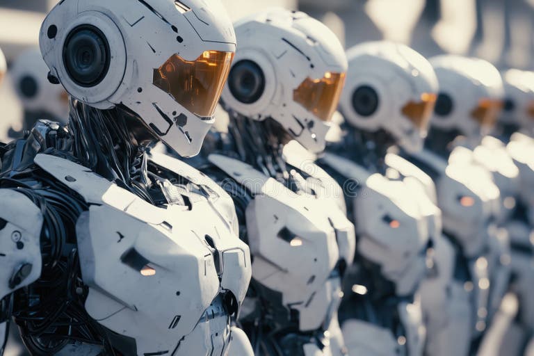 Futuristic Robots Standing in Formation, Emerging Technologies and ...