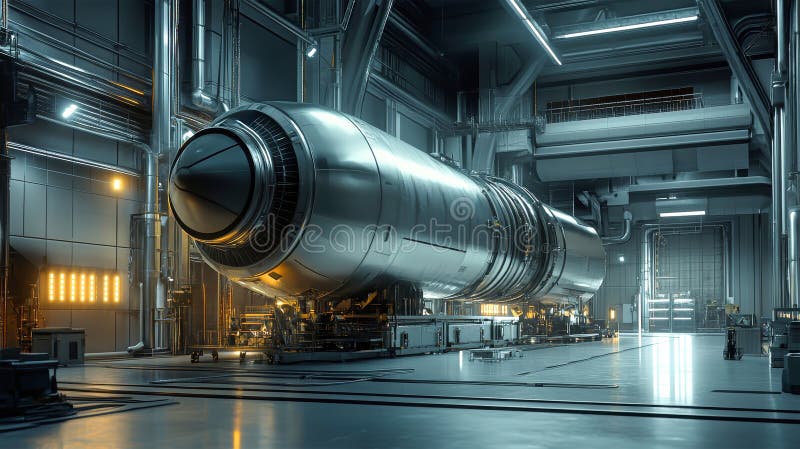 Futuristic Rocket Assembly in a High-tech Space Facility with Dramatic ...