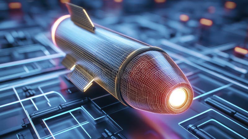 Futuristic Rocket on Circuit Board Background Stock Illustration ...