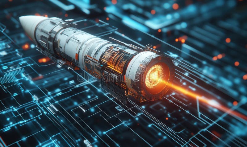 Futuristic Rocket Design with Glowing Engine, Intricate Circuitry ...