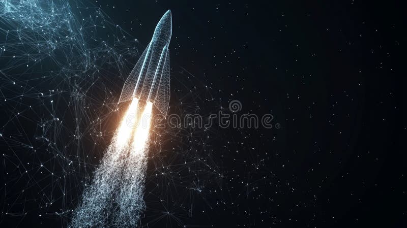 Abstract Rocket Launch Spacecraft Digital Art Network Technology ...