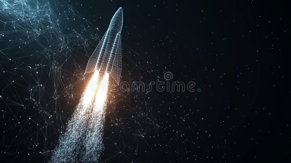 Abstract Rocket Launch Spacecraft Digital Art Network Technology ...