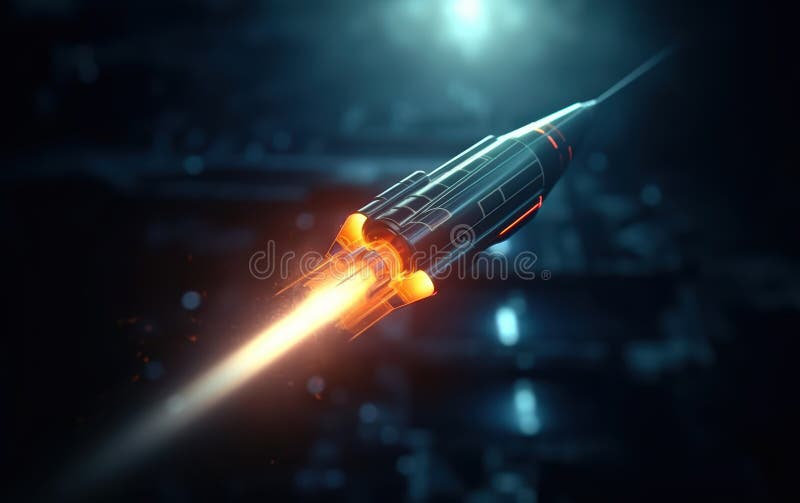 Futuristic Rocket Launch: a 3D Render of a Spaceship Taking Off ...