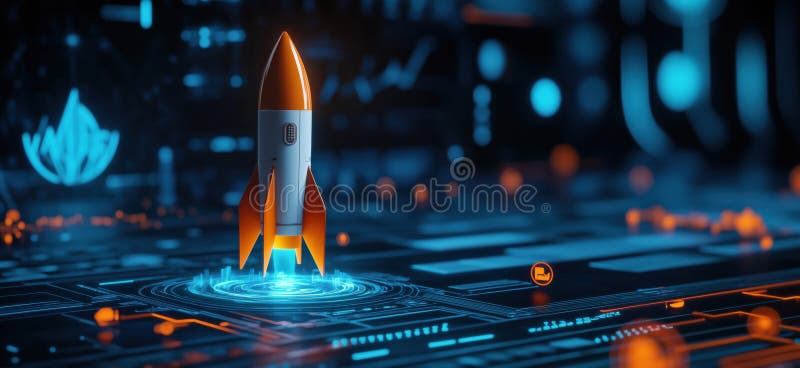 Futuristic Rocket Launch Digital Interface Elements Stock Photos - Free ...