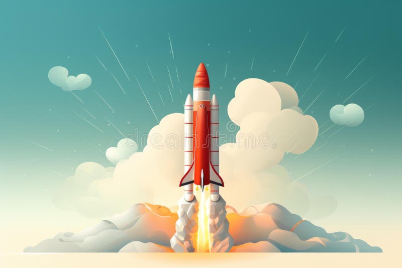 Futuristic Rocket Launch Minimalistic. Generate Ai Stock Photo - Image ...