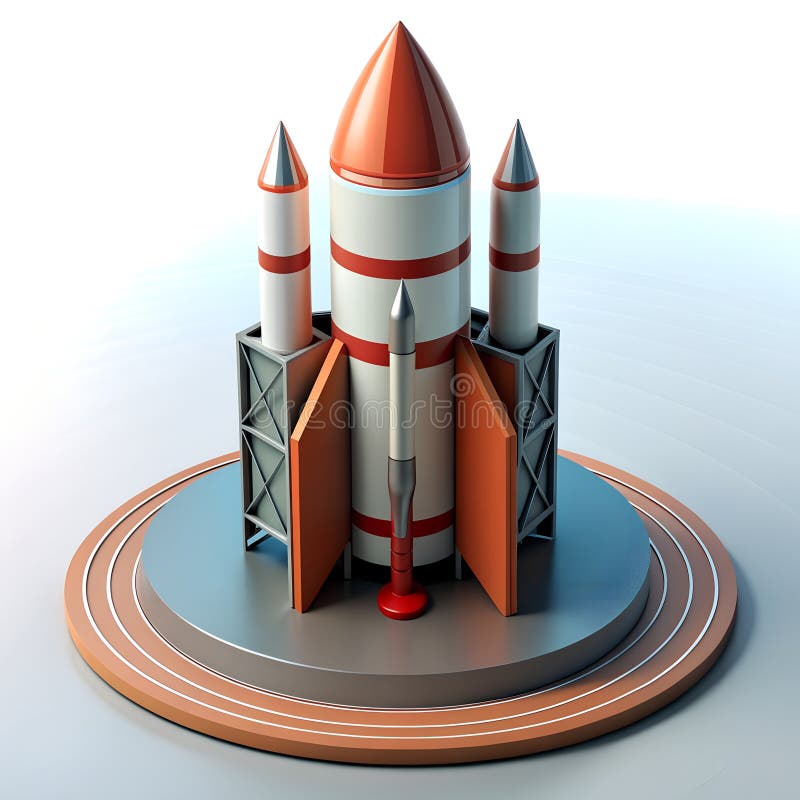 Futuristic Rocket Launch Pad in 3D Model Illustration. Stock ...