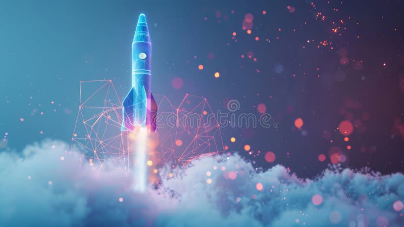 Futuristic Rocket Launching through Clouds with Digital Network ...