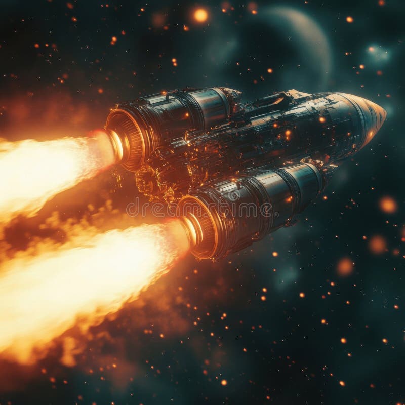 Futuristic Rocket Launching into the Depths of Outer Space Stock ...