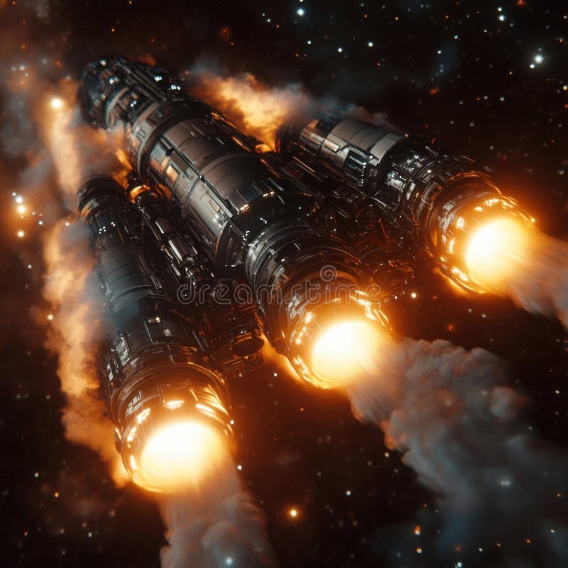 Futuristic Rocket Launching Space Bright Thrusters Stock Photos - Free ...