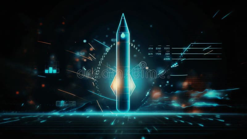 Futuristic Rocket Launching Technology and Digital Interface Background ...