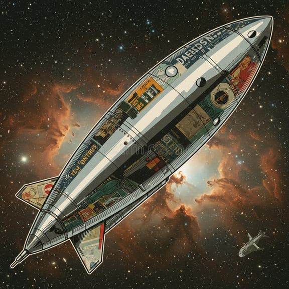 Futuristic Rocket Ship Depicted Against a Starry Outer Space Backdrop ...