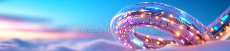 Futuristic Roller Coaster with Neon Lights and Metallic Loops in the ...