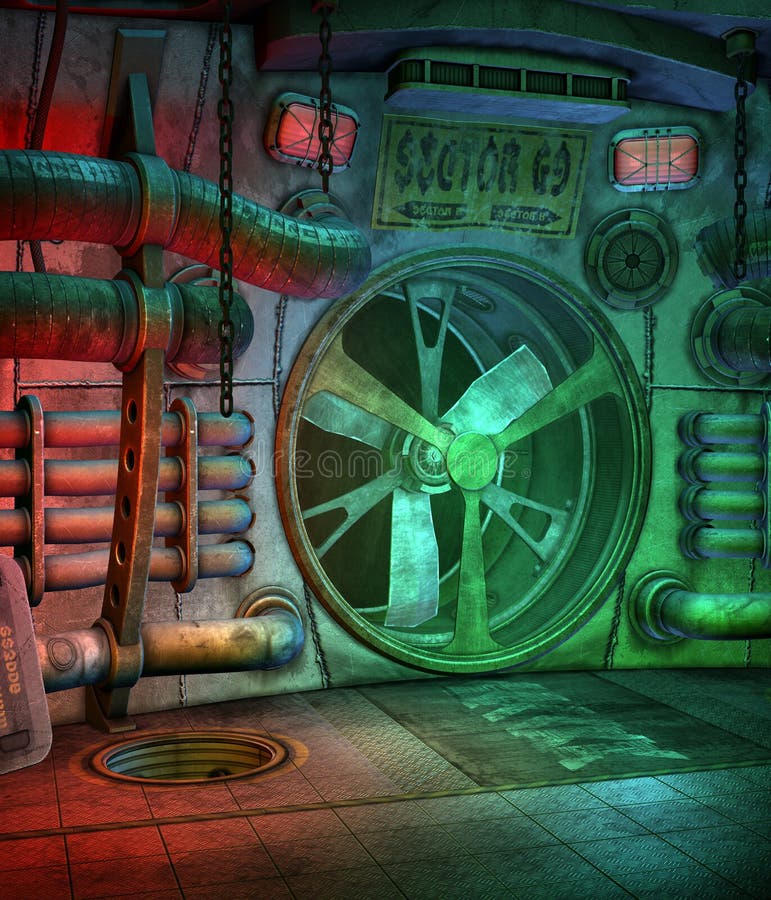 Science Fiction Lab, Room, Background Stock Illustration - Illustration ...