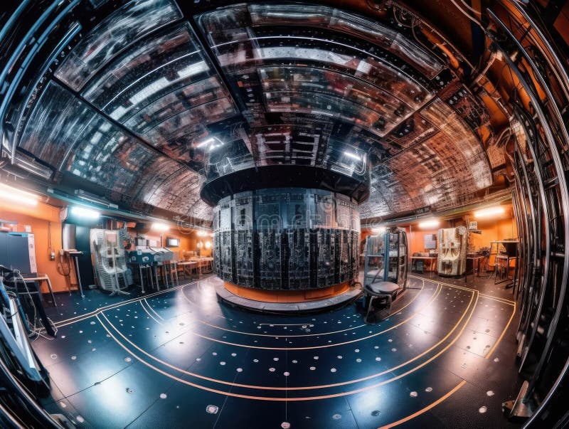 Futuristic Room with AI Systems and Computers Stock Illustration ...