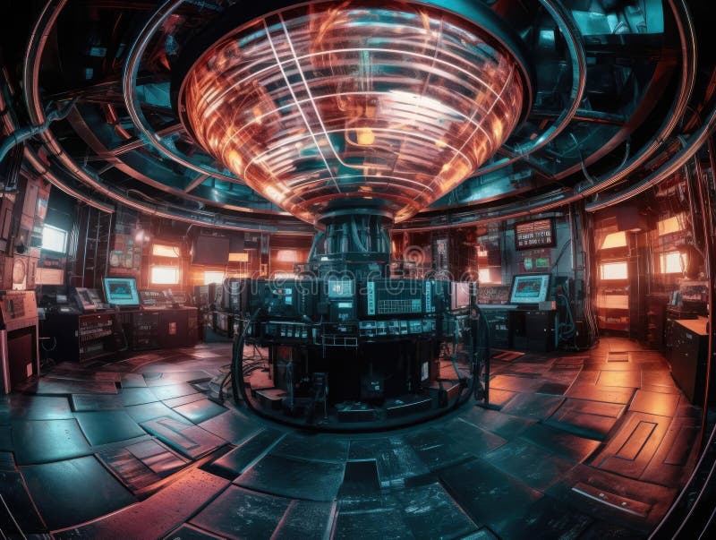 Futuristic Room with AI Systems and Computers Stock Illustration ...