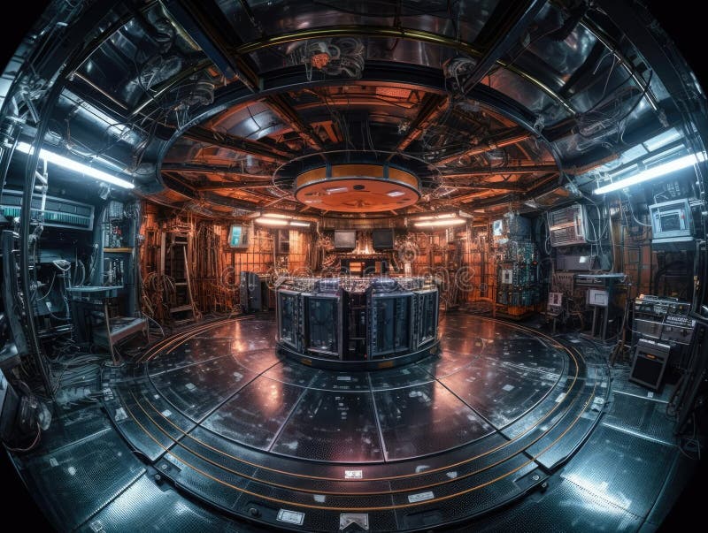 Futuristic Room with AI Systems and Computers Stock Illustration ...