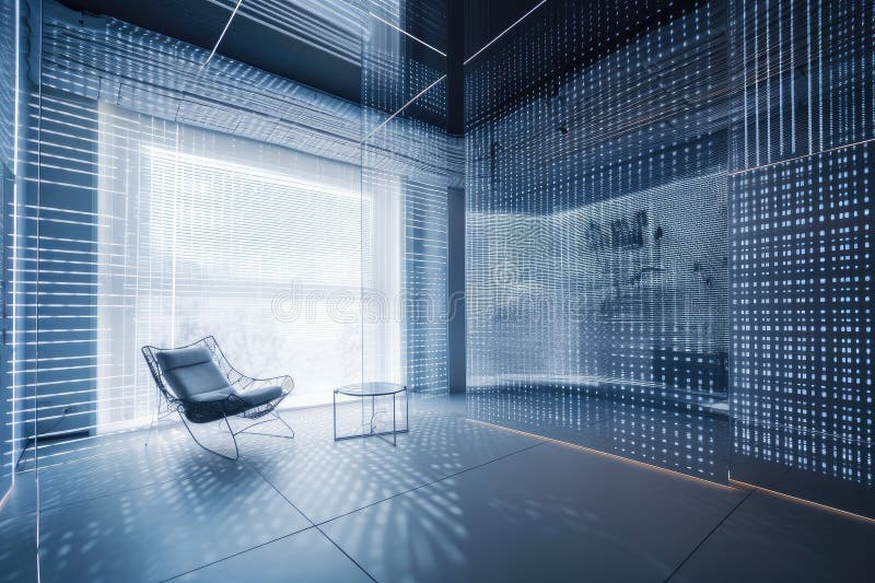 A Futuristic Room with Automated Blinds that Move and Change Patterns ...