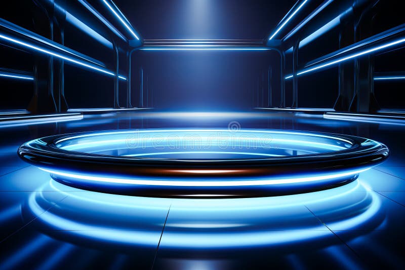 Futuristic Room with Blue Light Coming from the Ceiling. Generative AI ...