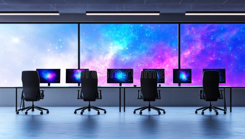 A Futuristic Room Filled with Sci-fi Elements, Including a Spaceship ...