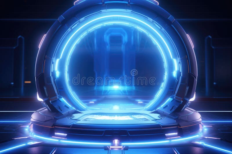 A Futuristic Room Illuminated by a Captivating Blue Light. Perfect for ...