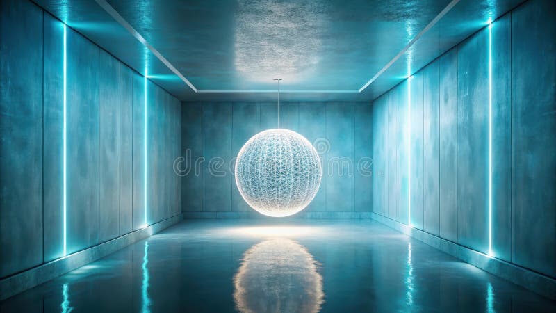 Futuristic Room Interior Design with Glowing Sphere and Neon Lighting ...