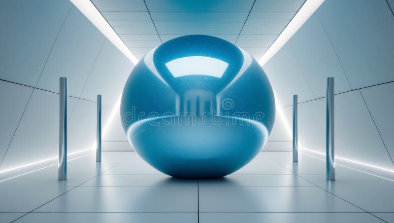 Futuristic Room with a Large Blue Sphere in the Center Stock Image - Image of vivid, futuristic ...