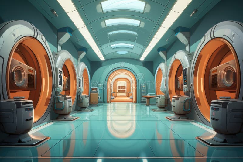 A Futuristic Room with Lots of Machines, AI Stock Illustration ...