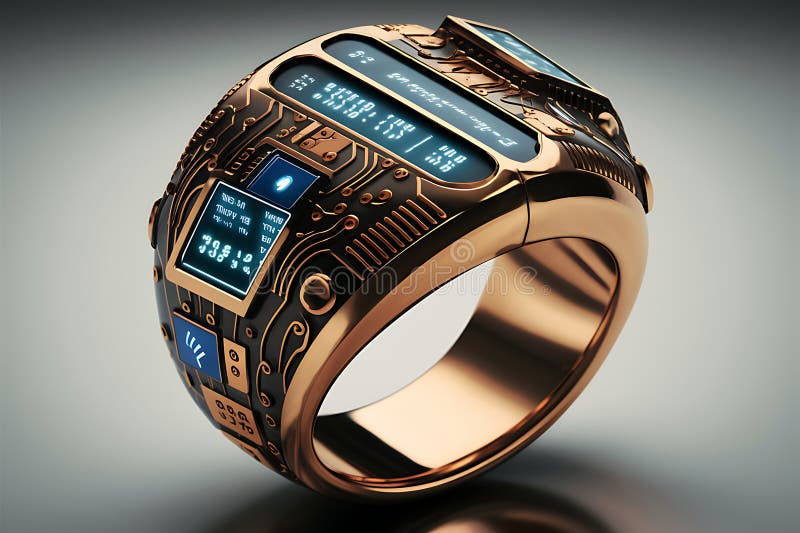 Futuristic Rose Gold Smart Ring Digital Display, Tech Design Stock ...