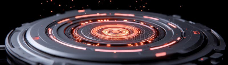 Futuristic Rotating Technology Circular Design with Glowing Red Lights ...