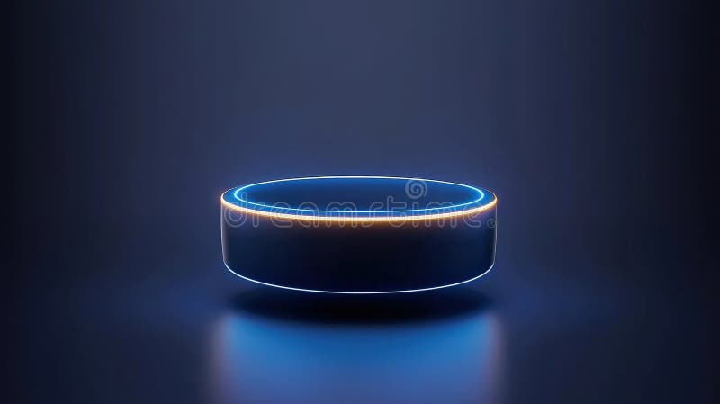 Futuristic Round Display with Neon Glow on Dark Background for Modern ...